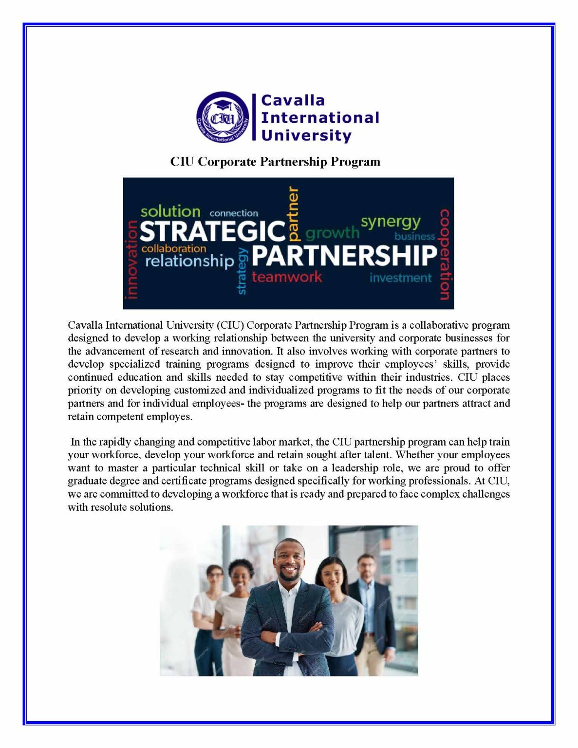 CIU Corporate Partnership Program - Cavalla International University of ...