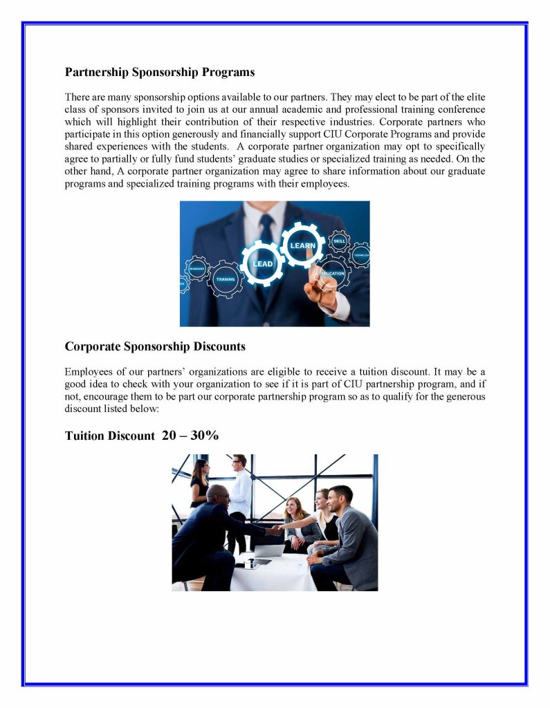 CIU Corporate Partnership Program - Cavalla International University of ...
